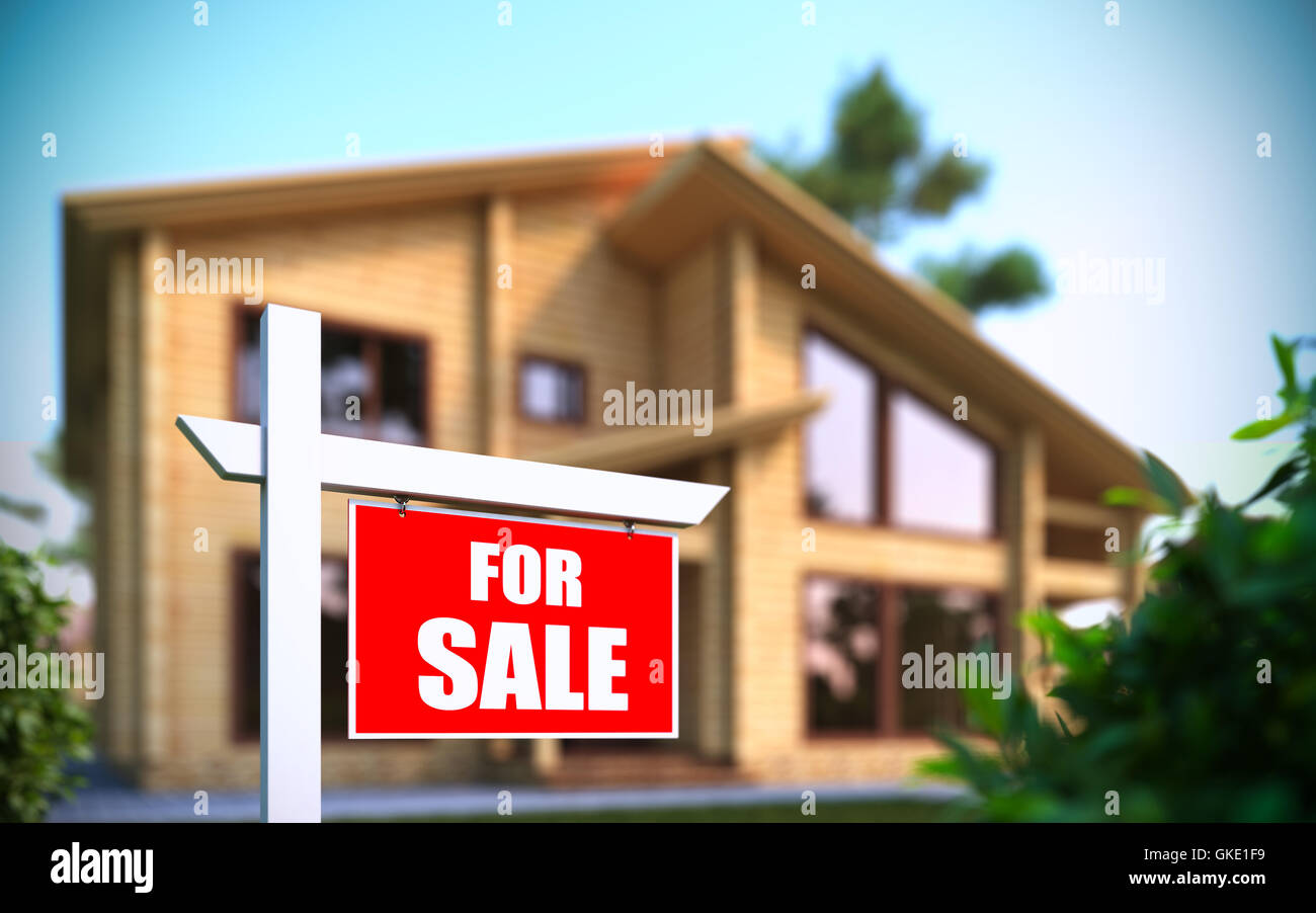 Home For Sale sign in front of new house Stock Photo - Alamy