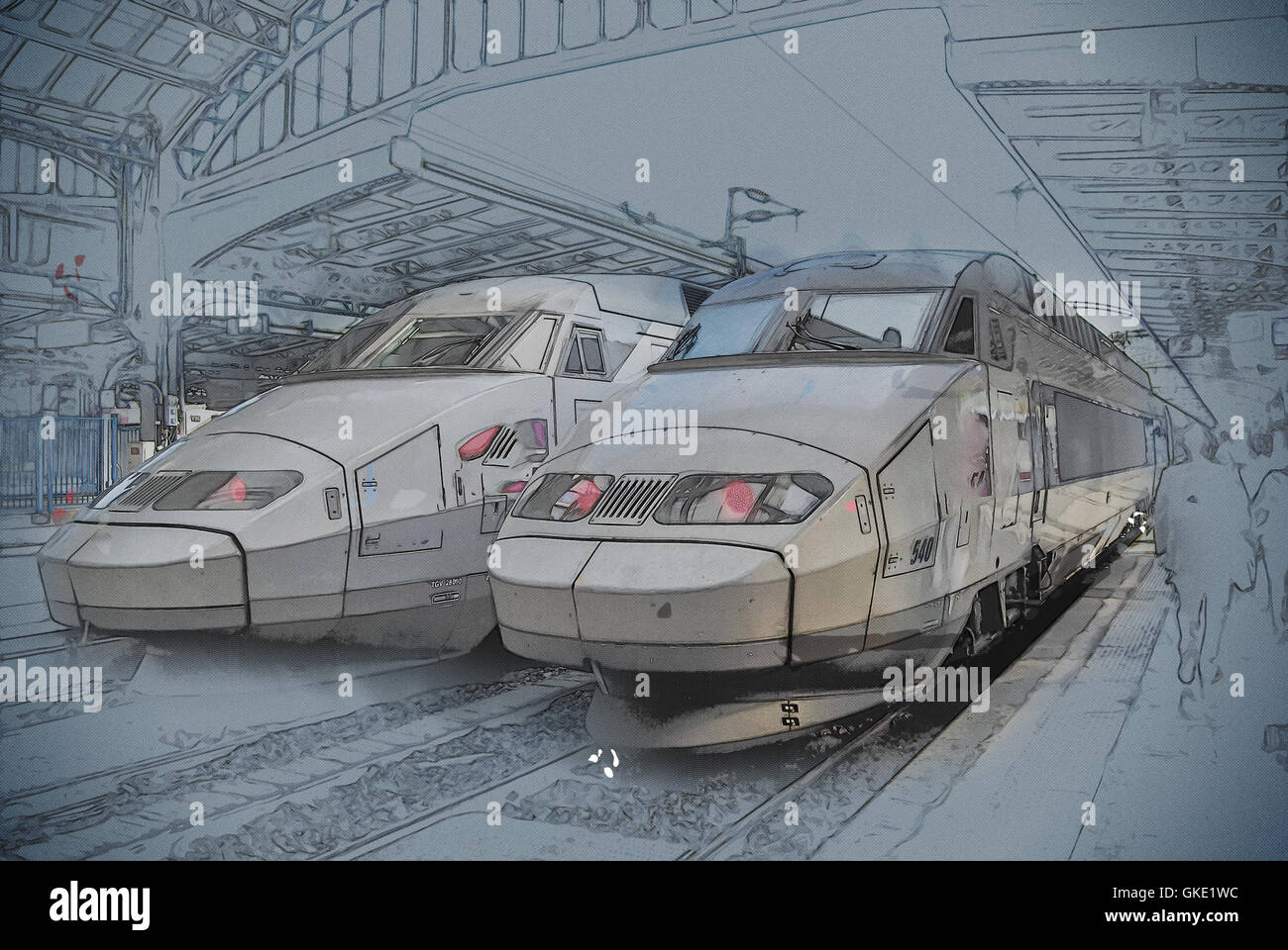 SNCF TGV trains on Northern train station, Gare du Nord Stock Photo - Alamy