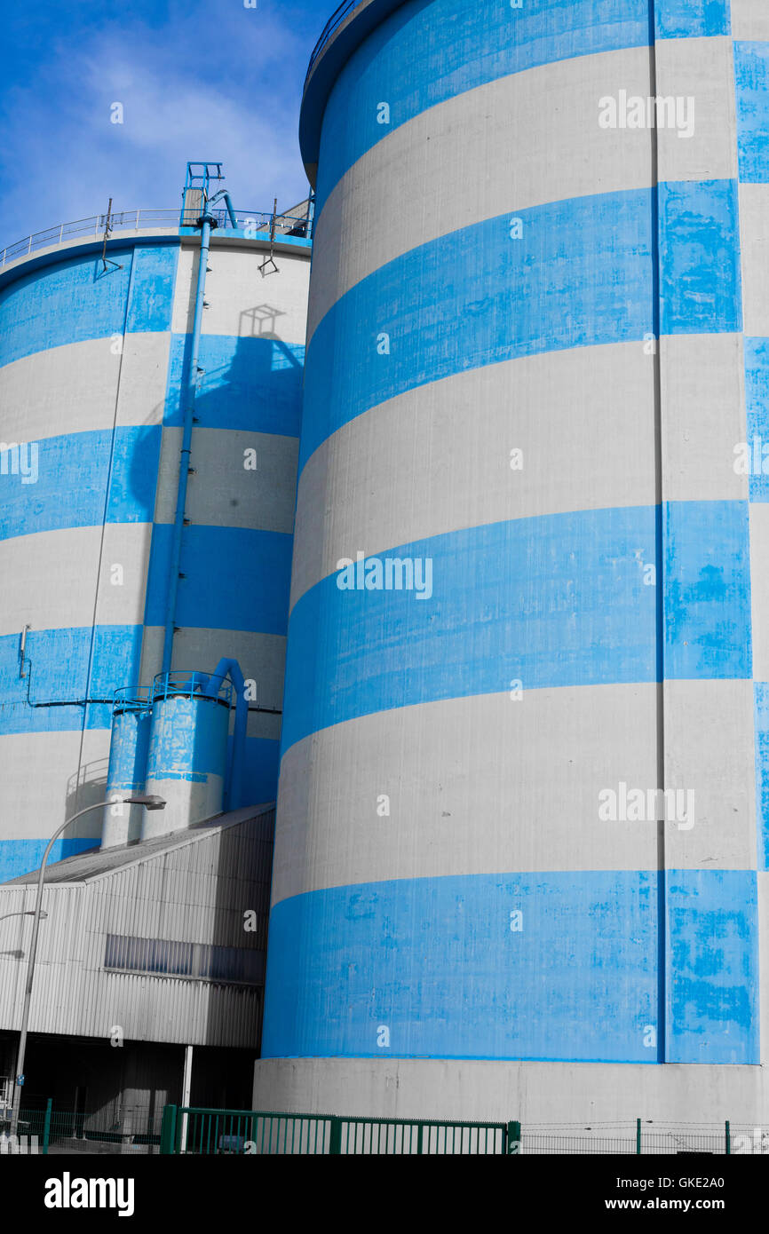 Blue-White Concrete Silos Stock Photo - Alamy