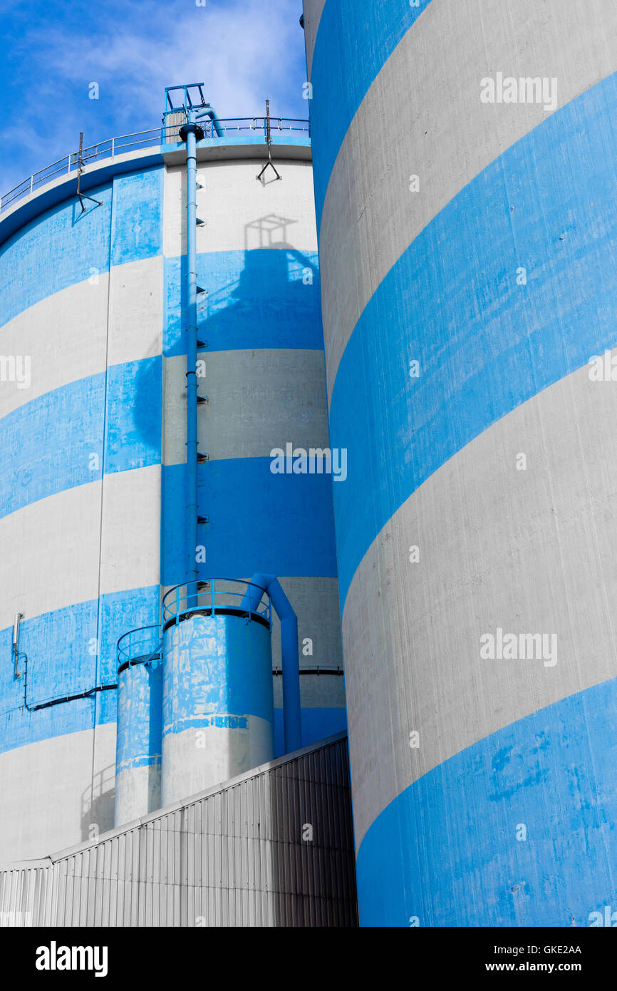 Blue-White Concrete Silos Stock Photo - Alamy