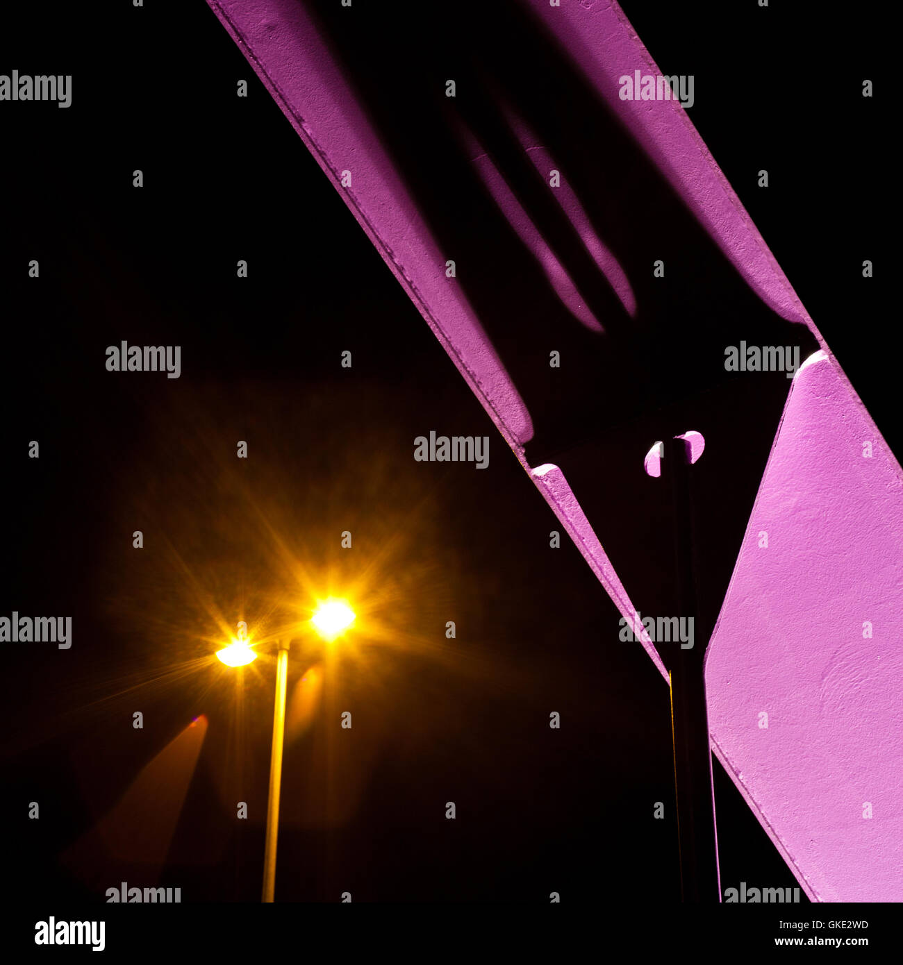 Detail of Pink Road Bridge at Night Stock Photo - Alamy