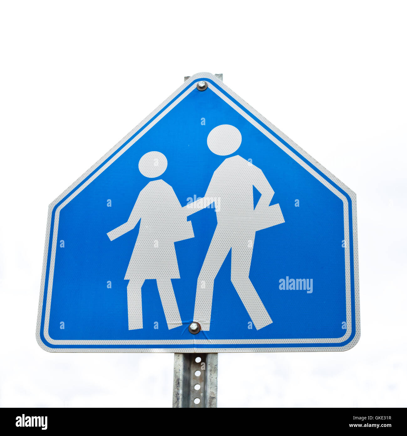 Blue school Road sign isolated on white Stock Photo - Alamy