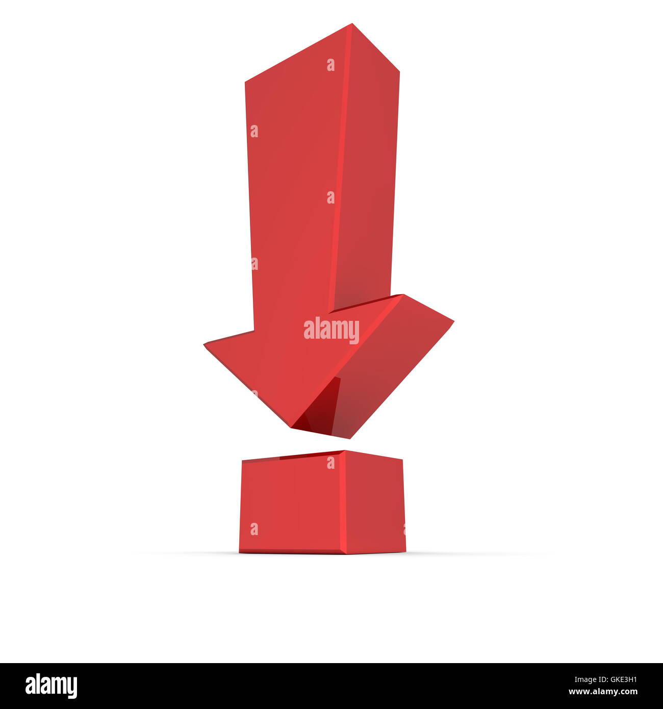 Shiny Red Exclamation Mark Symbol - Arrow Down Stock Photo - Alamy
