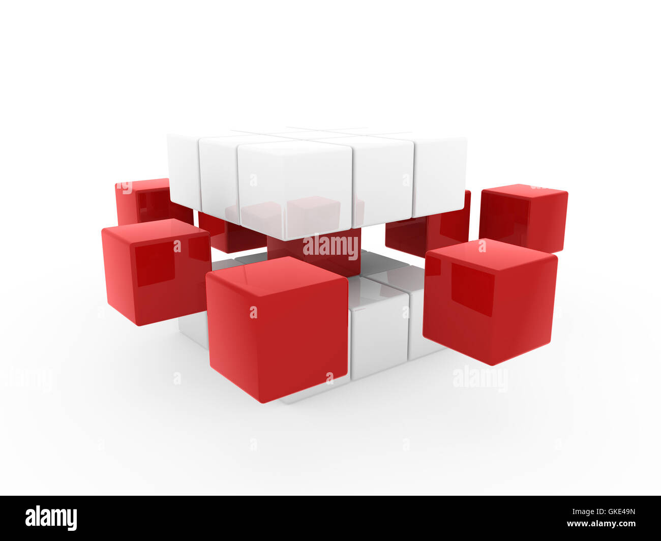 3d cube red white Stock Photo - Alamy
