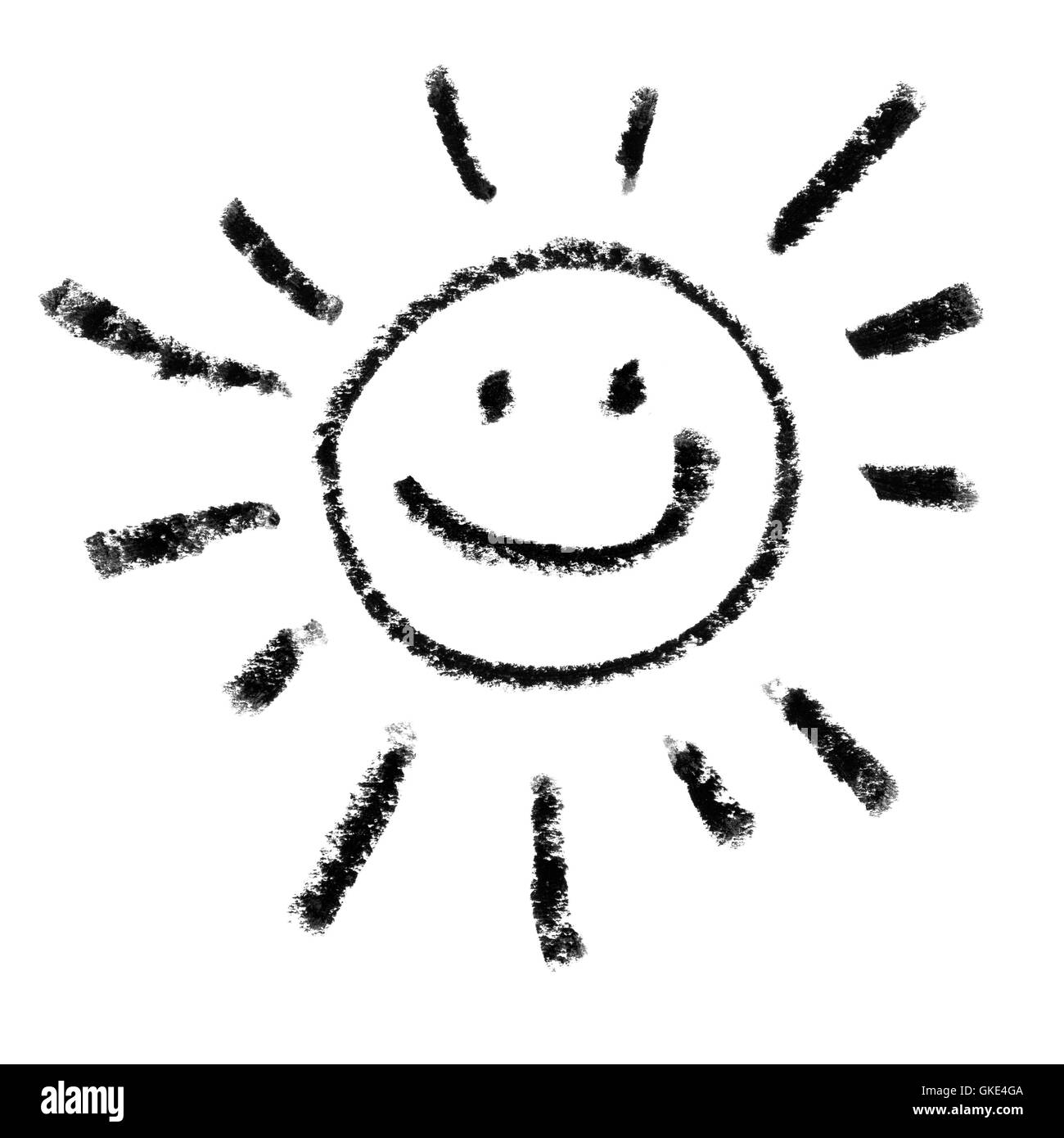 Painted Smiling Sun Symbol Outline Stock Photo - Alamy