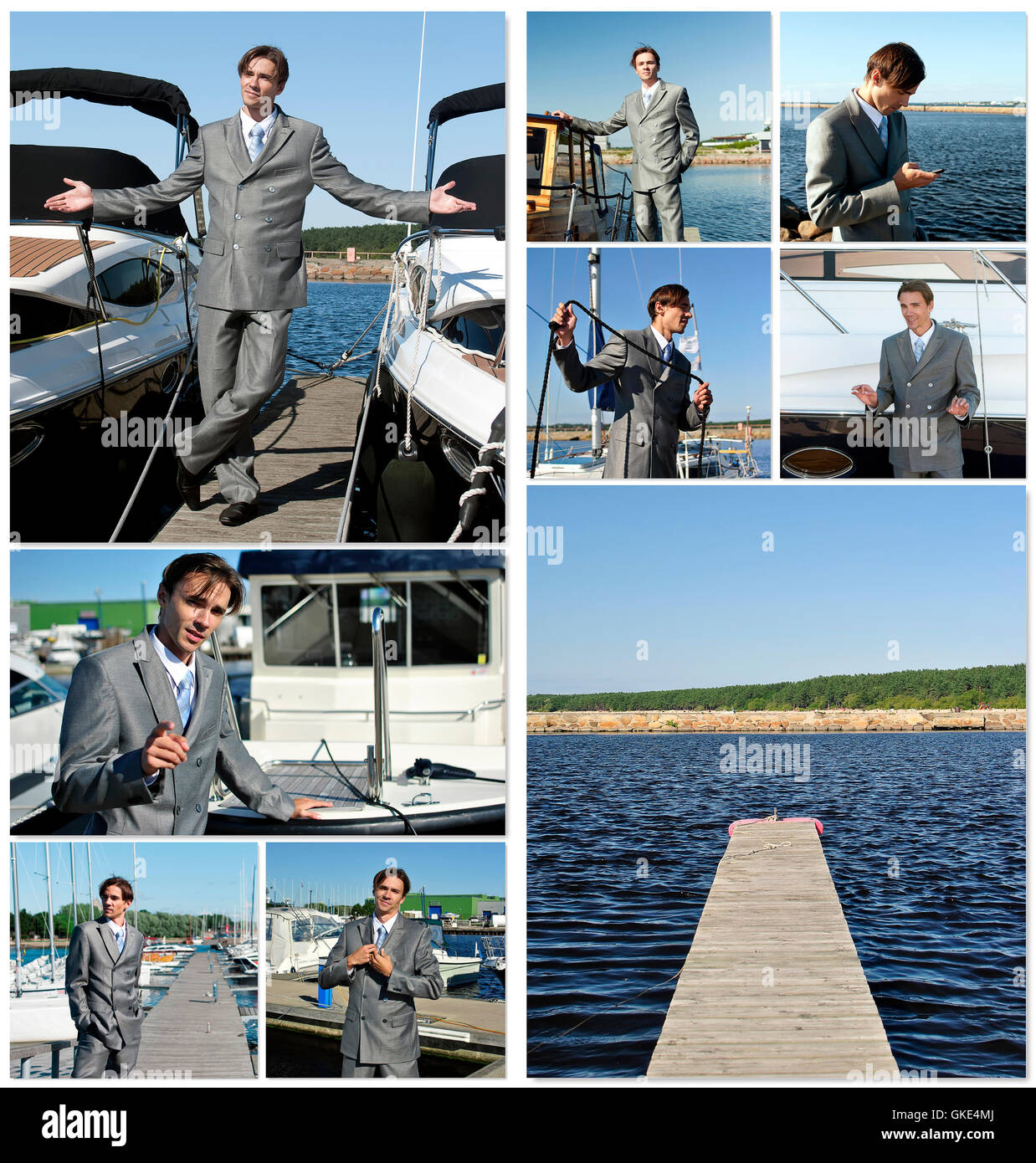 Yacht dealer collage. Made of nine photos Stock Photo - Alamy