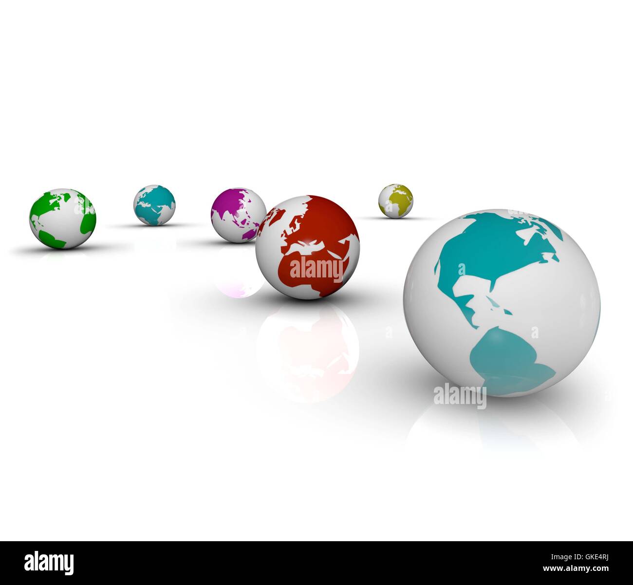 Colorful Earths on White Background Stock Photo - Alamy