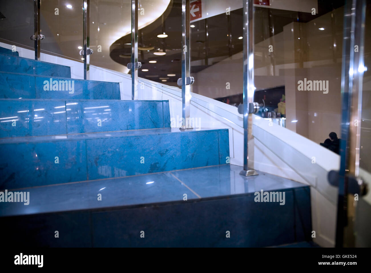 Blue marble steps Stock Photo - Alamy