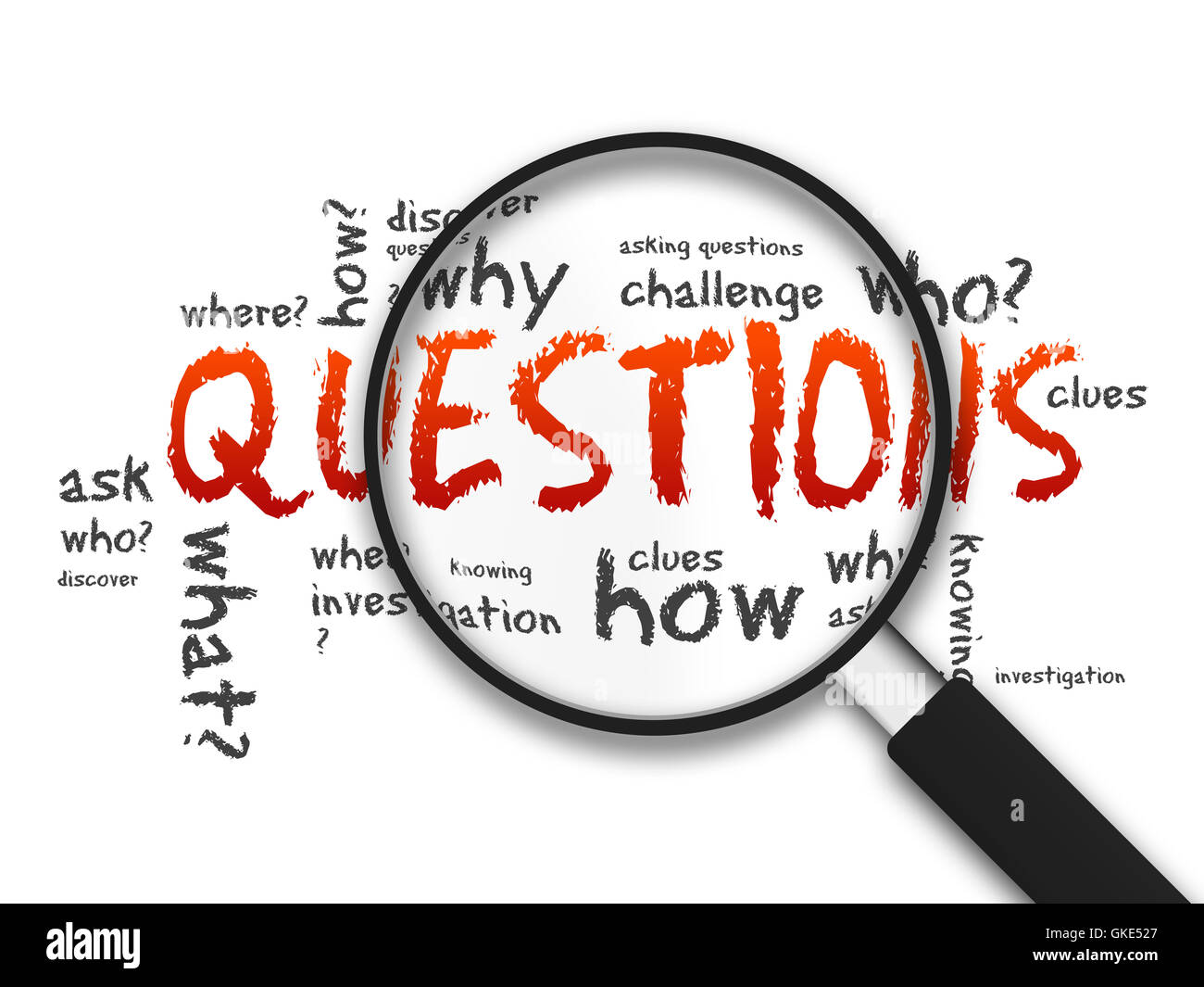 Magnifying Glass - Questions Stock Photo - Alamy