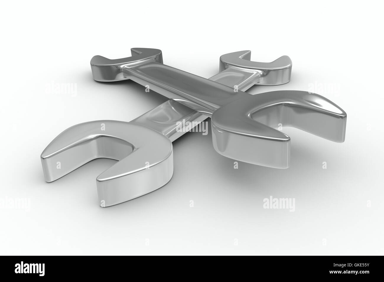 two spanner on white background. Isolated 3D image Stock Photo - Alamy