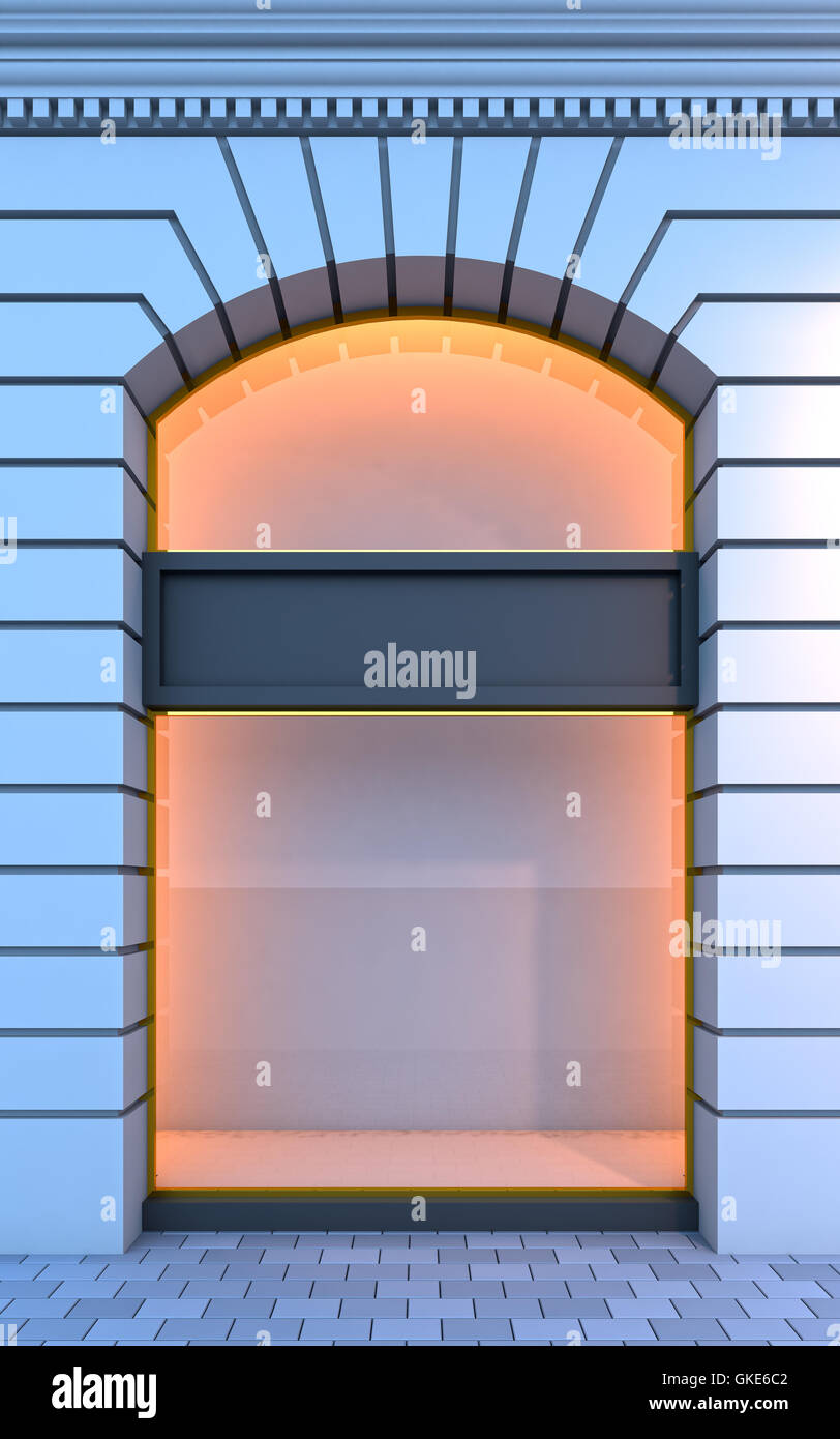 Classical empty storefront with the evening lighting Stock Photo - Alamy
