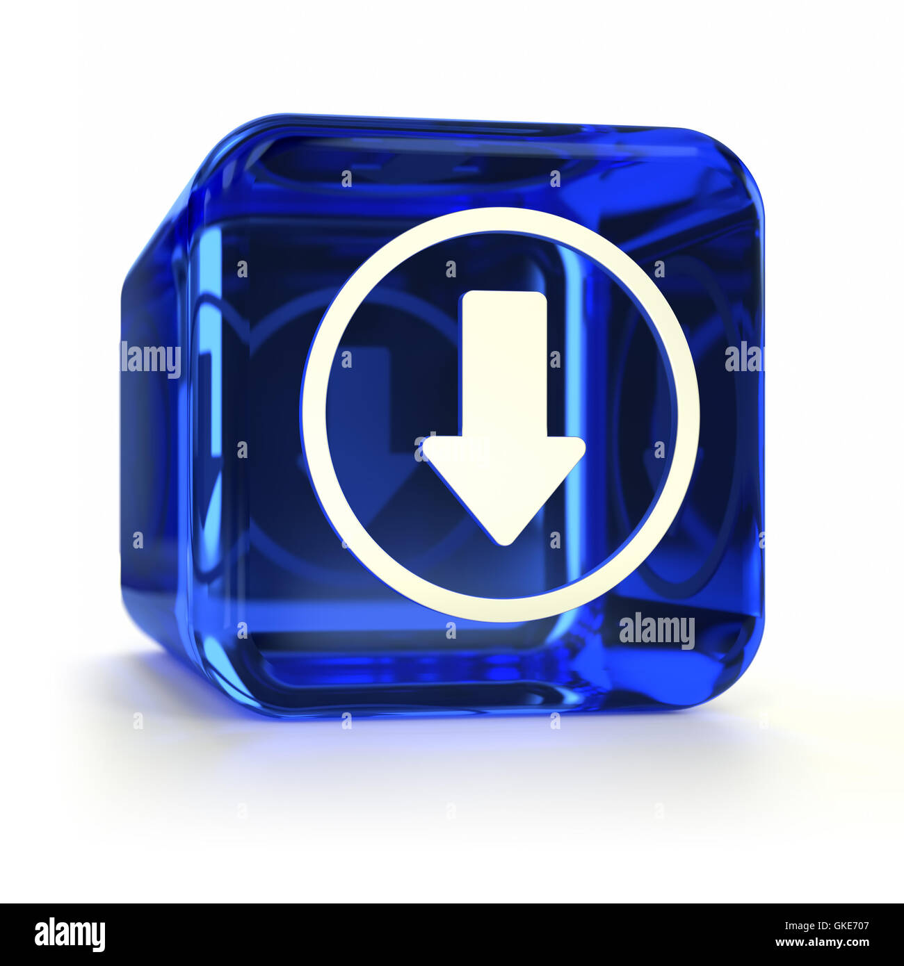 Blue Download Icon Stock Photo - Alamy