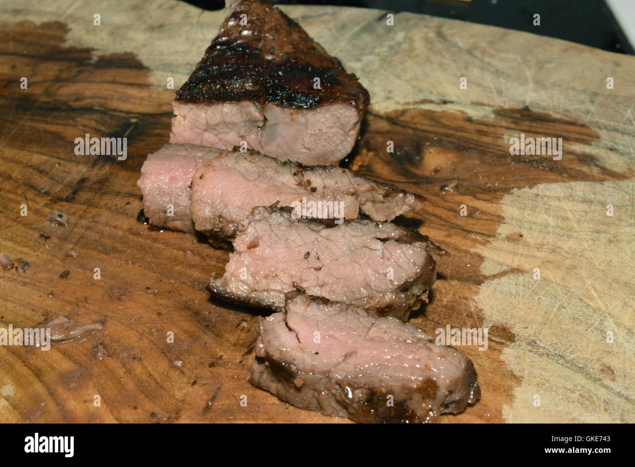 Cut Medium Rare Steak Stock Photo - Alamy
