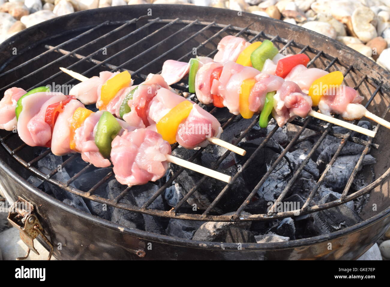 Chicken Shish on the Grill Stock Photo - Alamy