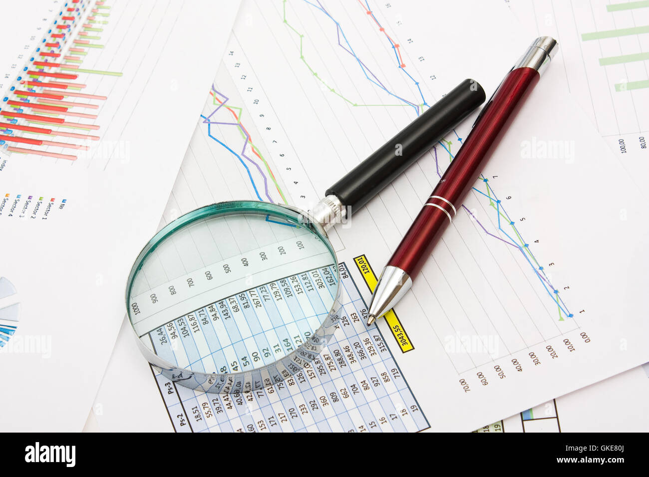 Graphs tables and documents Stock Photo - Alamy