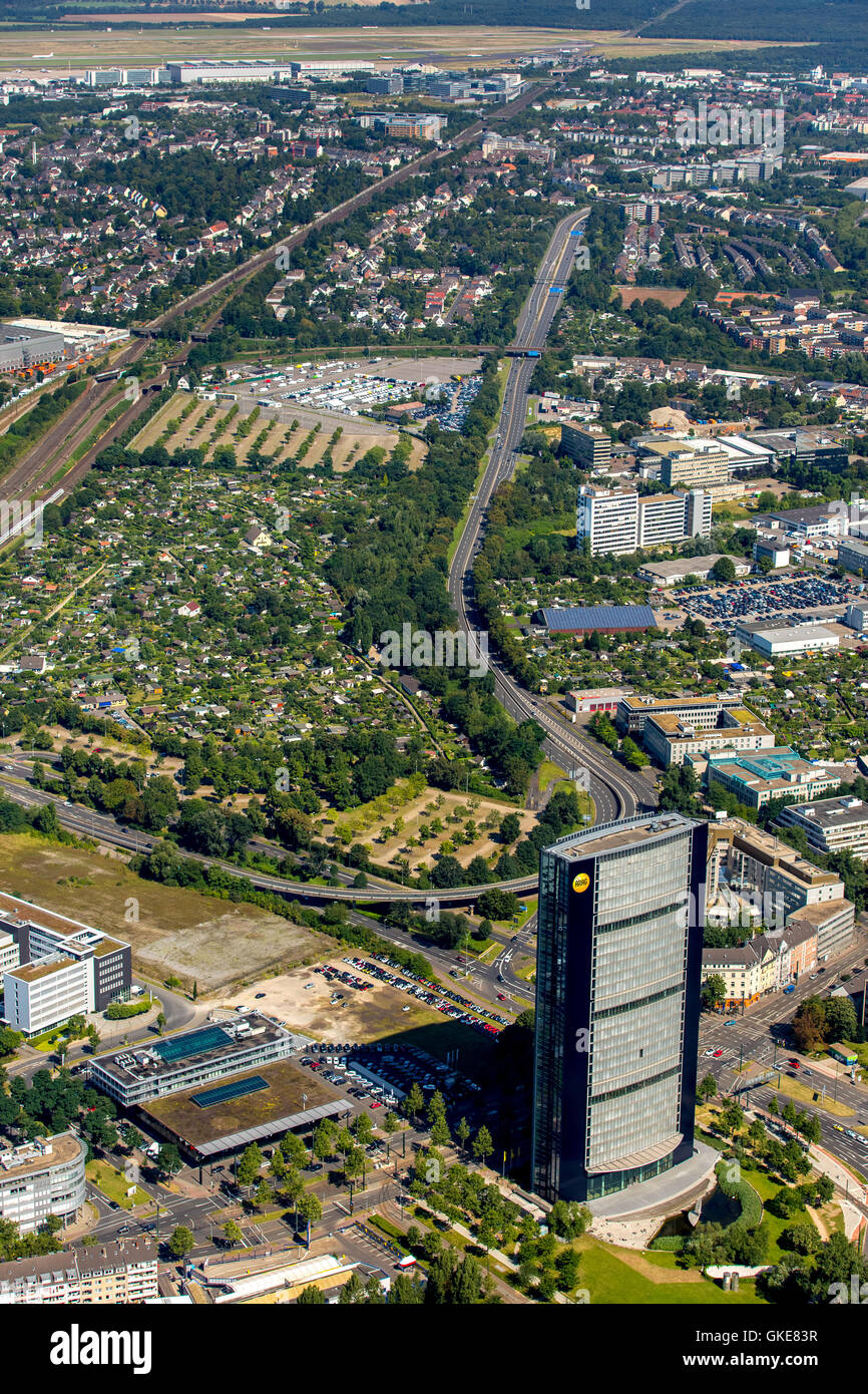 Aerial view, ARAG Group ARAG skyscraper, Moisenbroicher egg, Dusseldorf ...