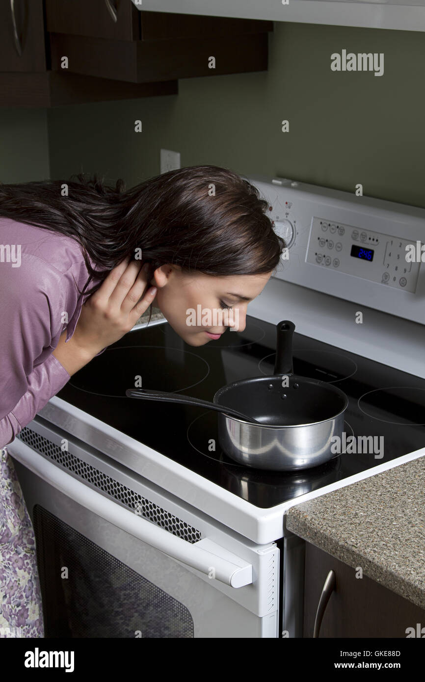 Smelling the pot Stock Photo - Alamy