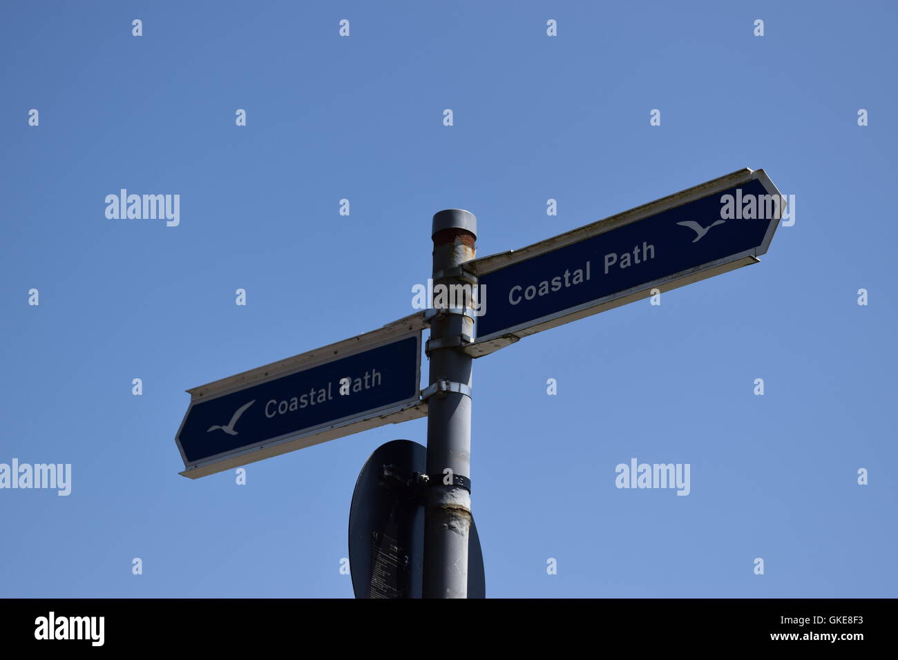 Blue Coastal Path Signs Direct Stock Photo - Alamy