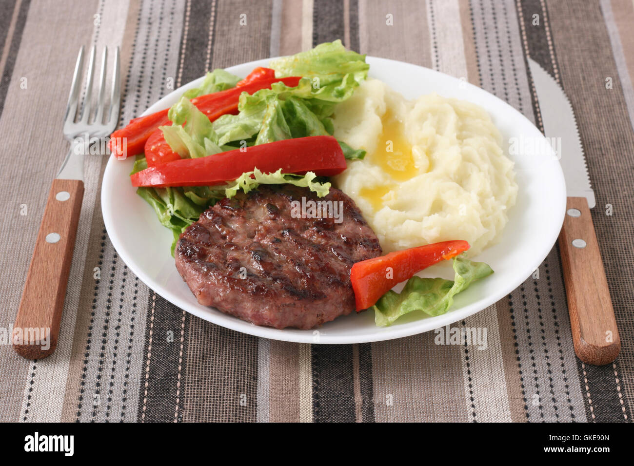 hamburger with mashed potato Stock Photo - Alamy