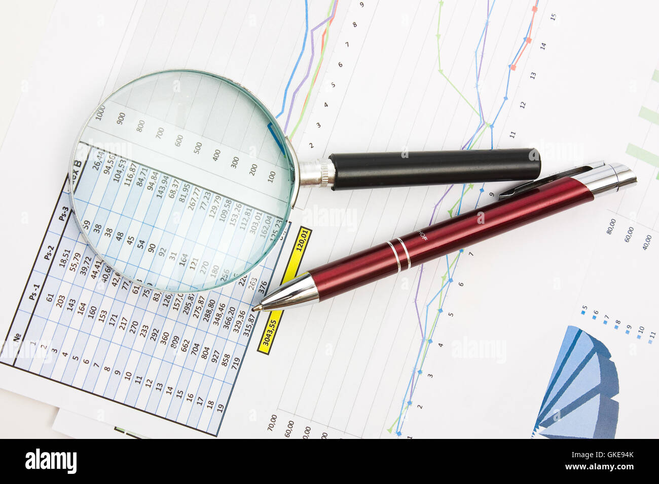 Graphs tables and documents Stock Photo - Alamy