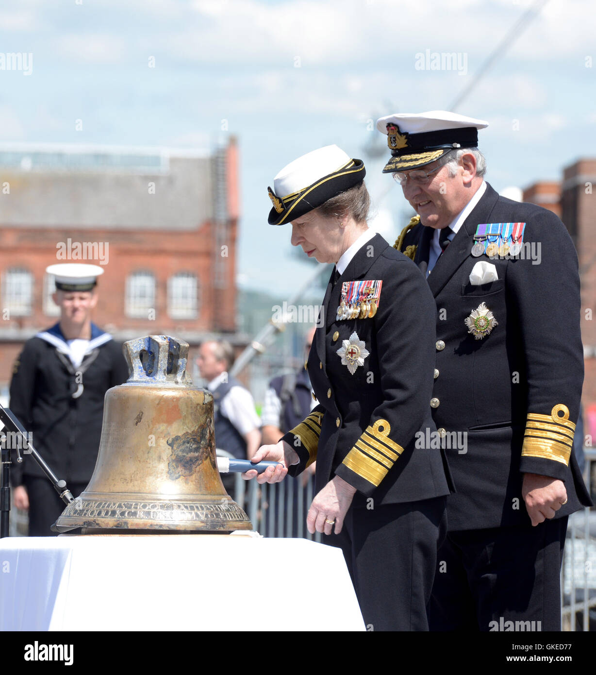 The unveiling of the restored HMS Hood ships bell at Portsmouth ...