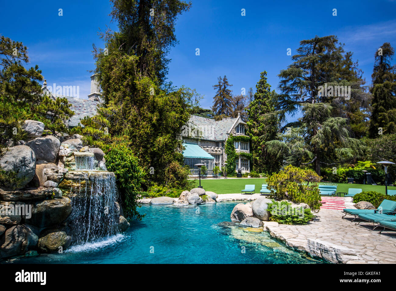 The Playboy Mansion is the home of Playboy magazine founder Hugh Hefner ...