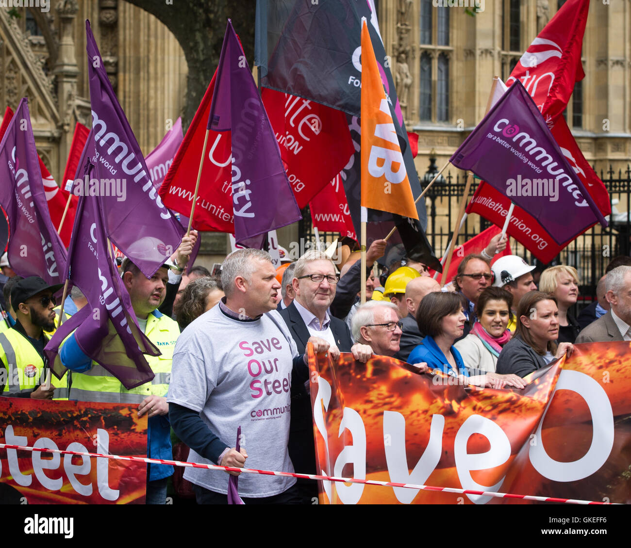 Hundreds of steel workers and their supporters march down London's ...