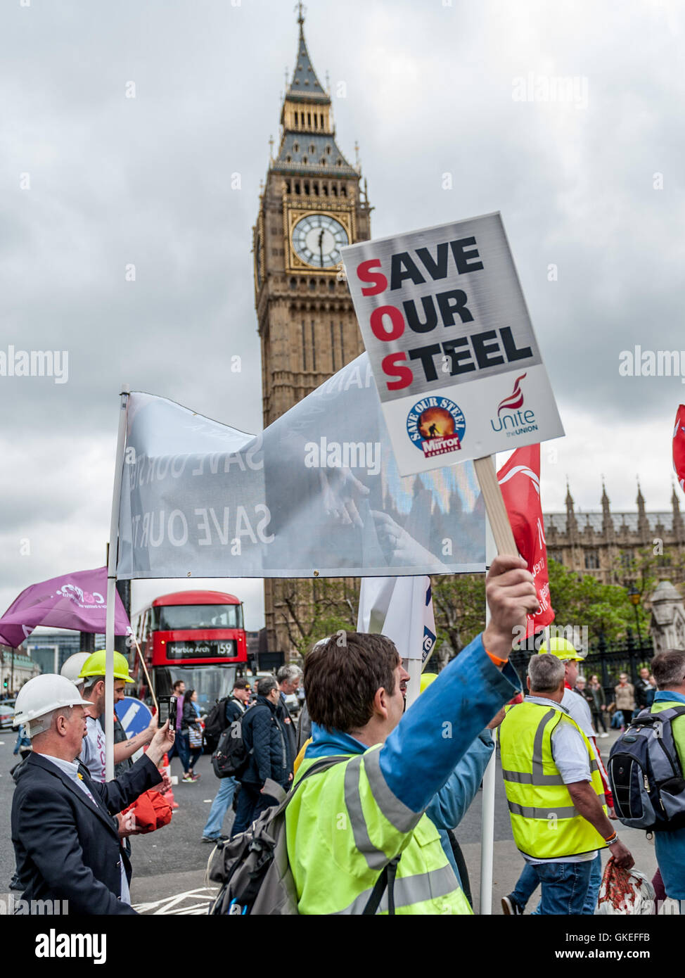Hundreds of steel workers and their supporters march down London's ...