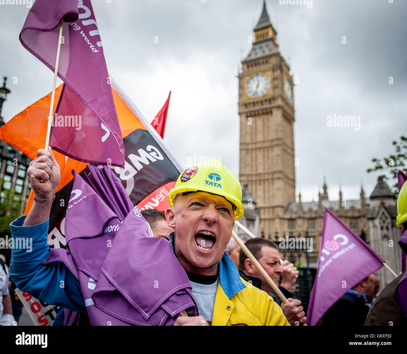 Hundreds of steel workers and their supporters march down London's ...