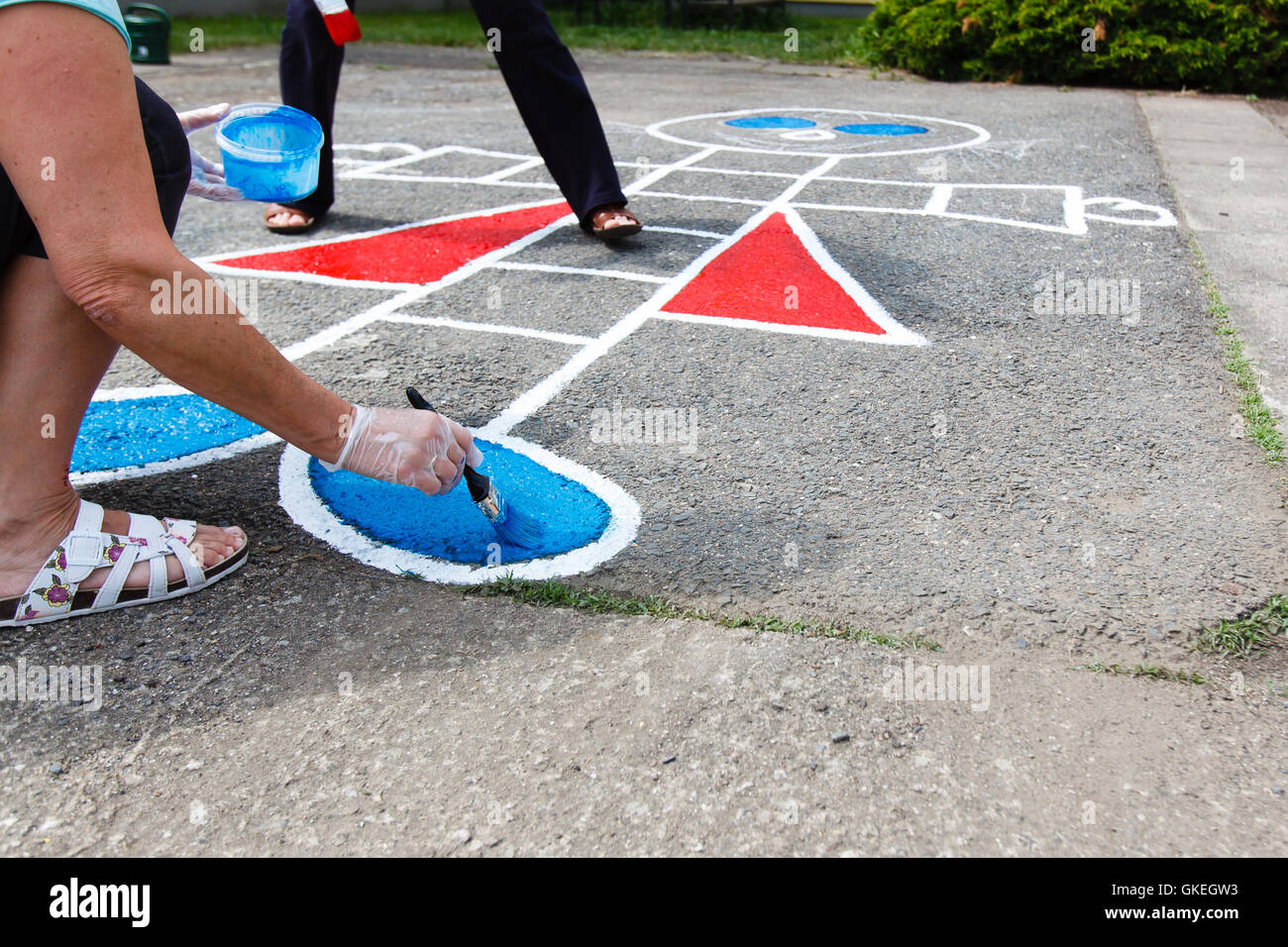 painting playground. Creating attraction in the playground. Handmade ...