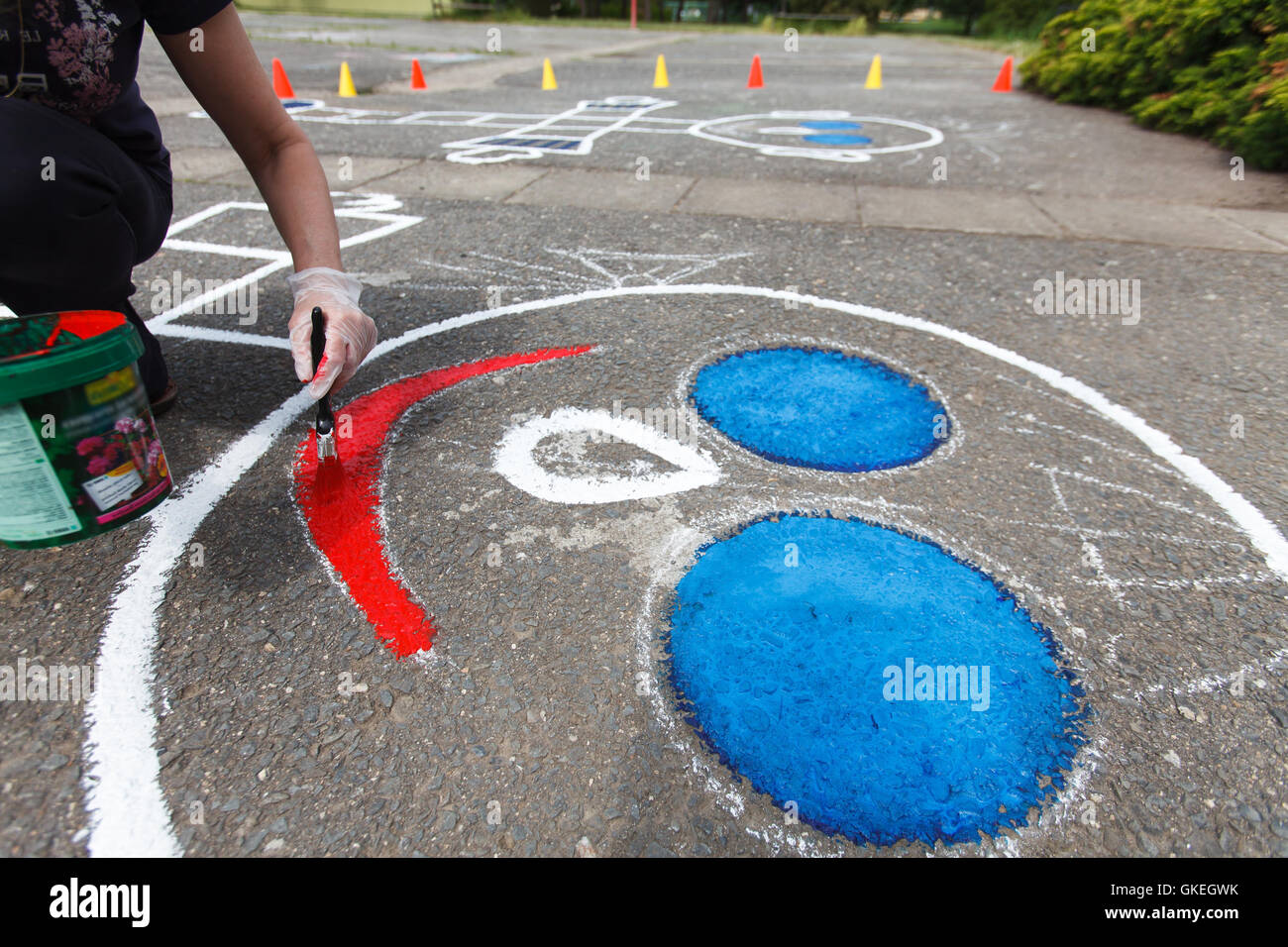 painting playground. Creating attraction in the playground. Handmade ...