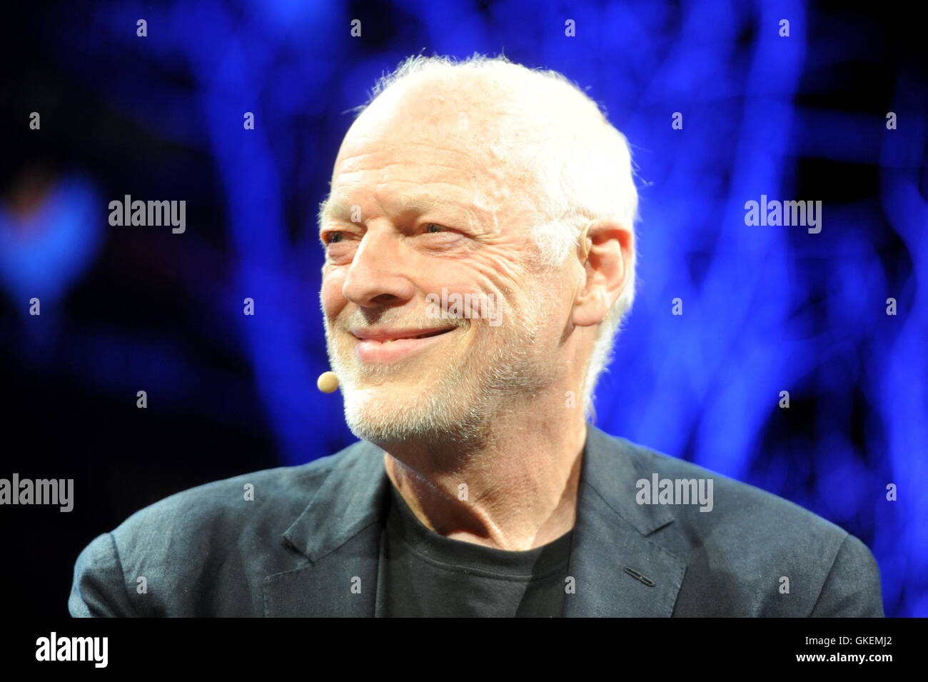 David Gilmour being interviewed at the Hay Festival, Hay-On-Wye, Powys ...