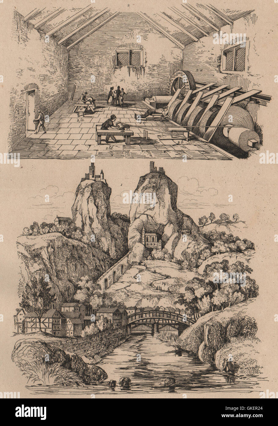 IDAR-OBERSTEIN: Town view. Gemstone (agate/jasper) cutting polishing ...