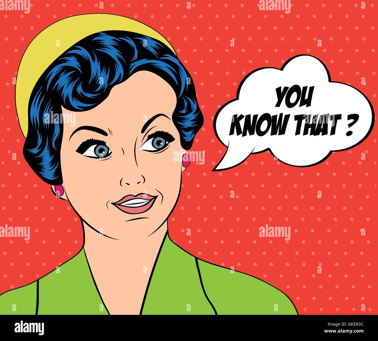 pop art cute retro woman in comics style with message Stock Vector ...