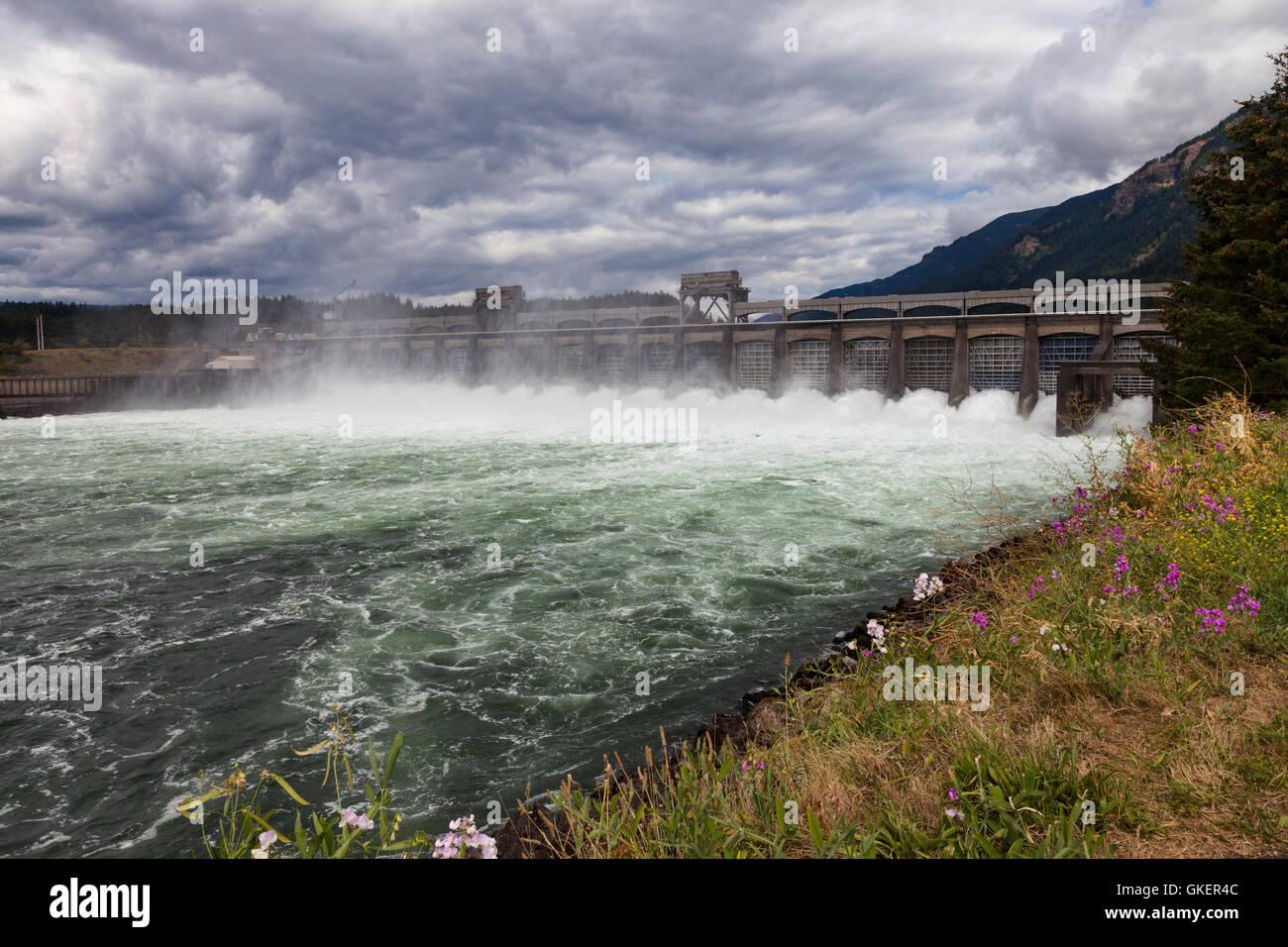 The Bonneville Dam along the Columbia River in Oregon Stock Photo - Alamy