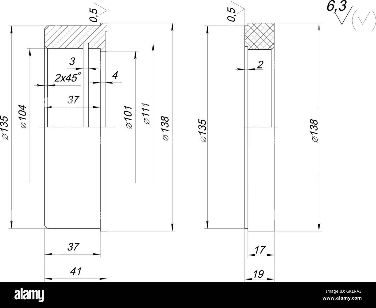Ring sketch with spans. Engineering drawing Stock Vector Image & Art ...