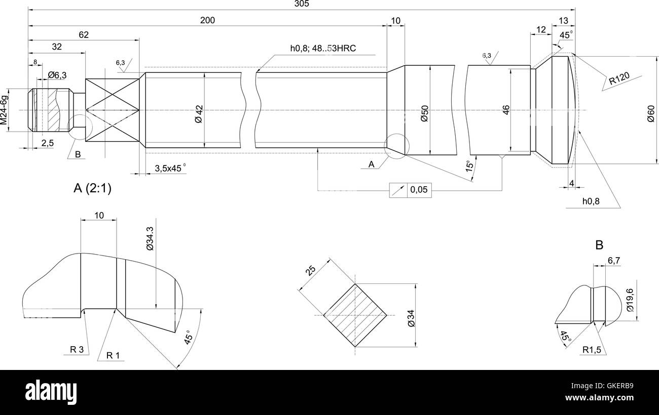 Sketch of engineering elements with hatching Stock Vector Image & Art ...