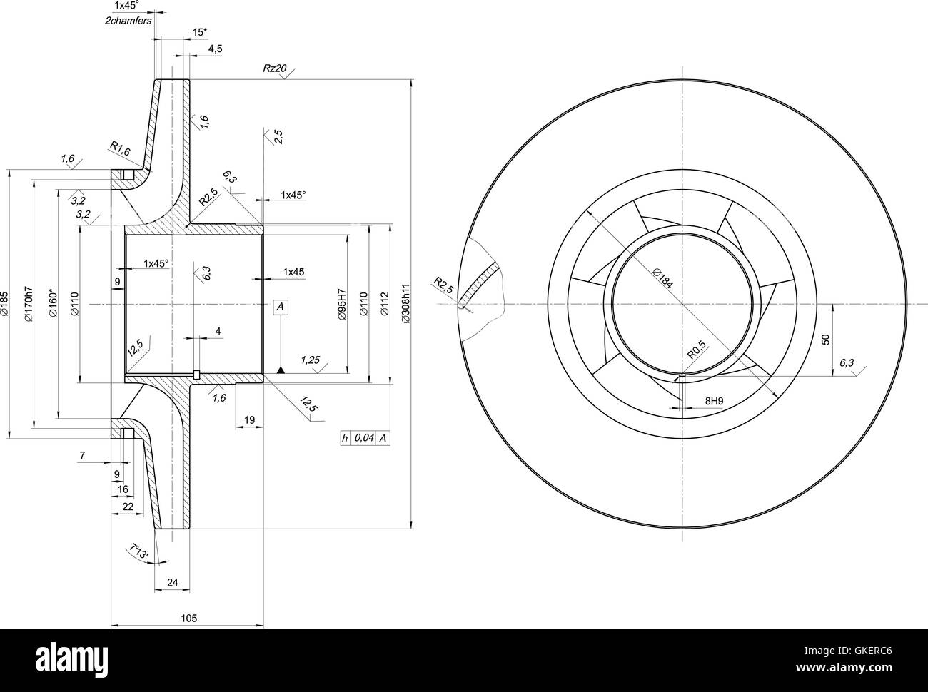 Engineering sketch of wheel with span Stock Vector Image & Art - Alamy