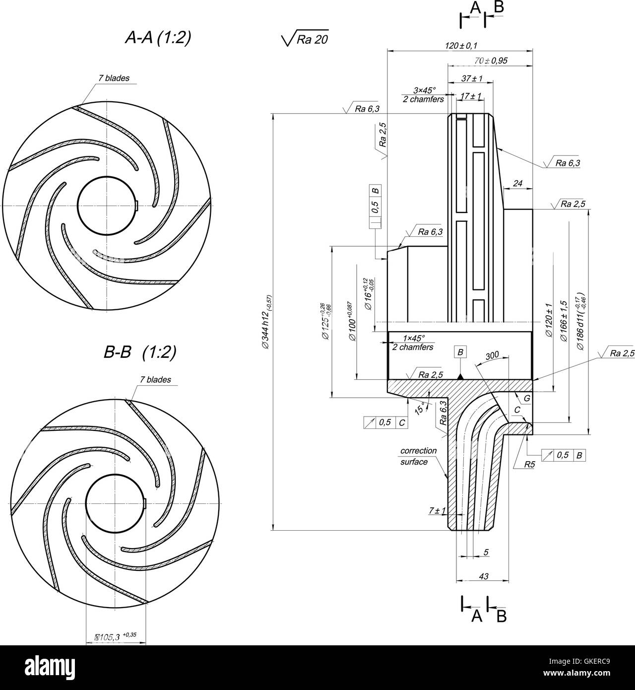 Sketch of wheel with section and blades Stock Vector Image & Art - Alamy