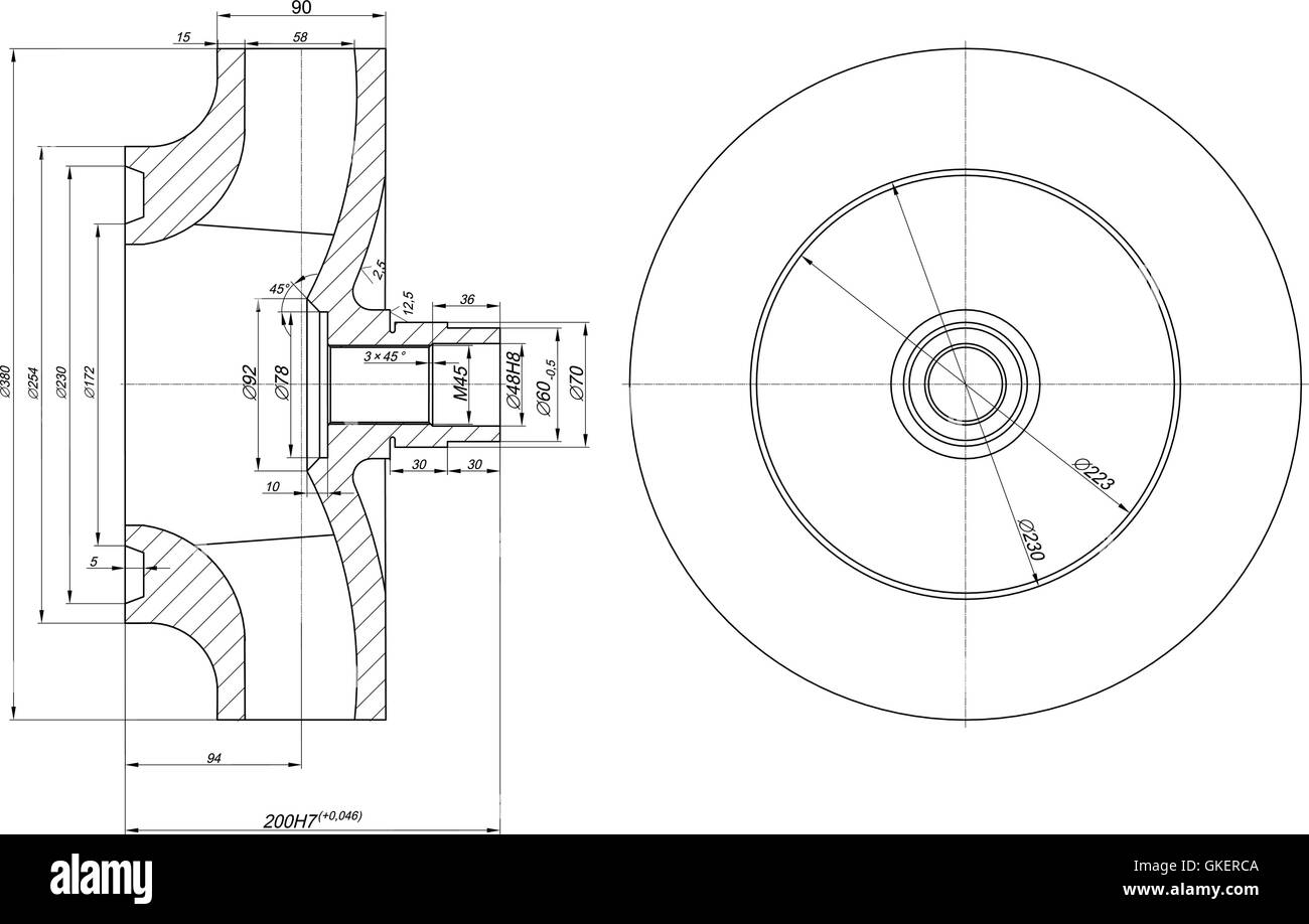 Sketch of wheel with section and hatching Stock Vector Image & Art - Alamy