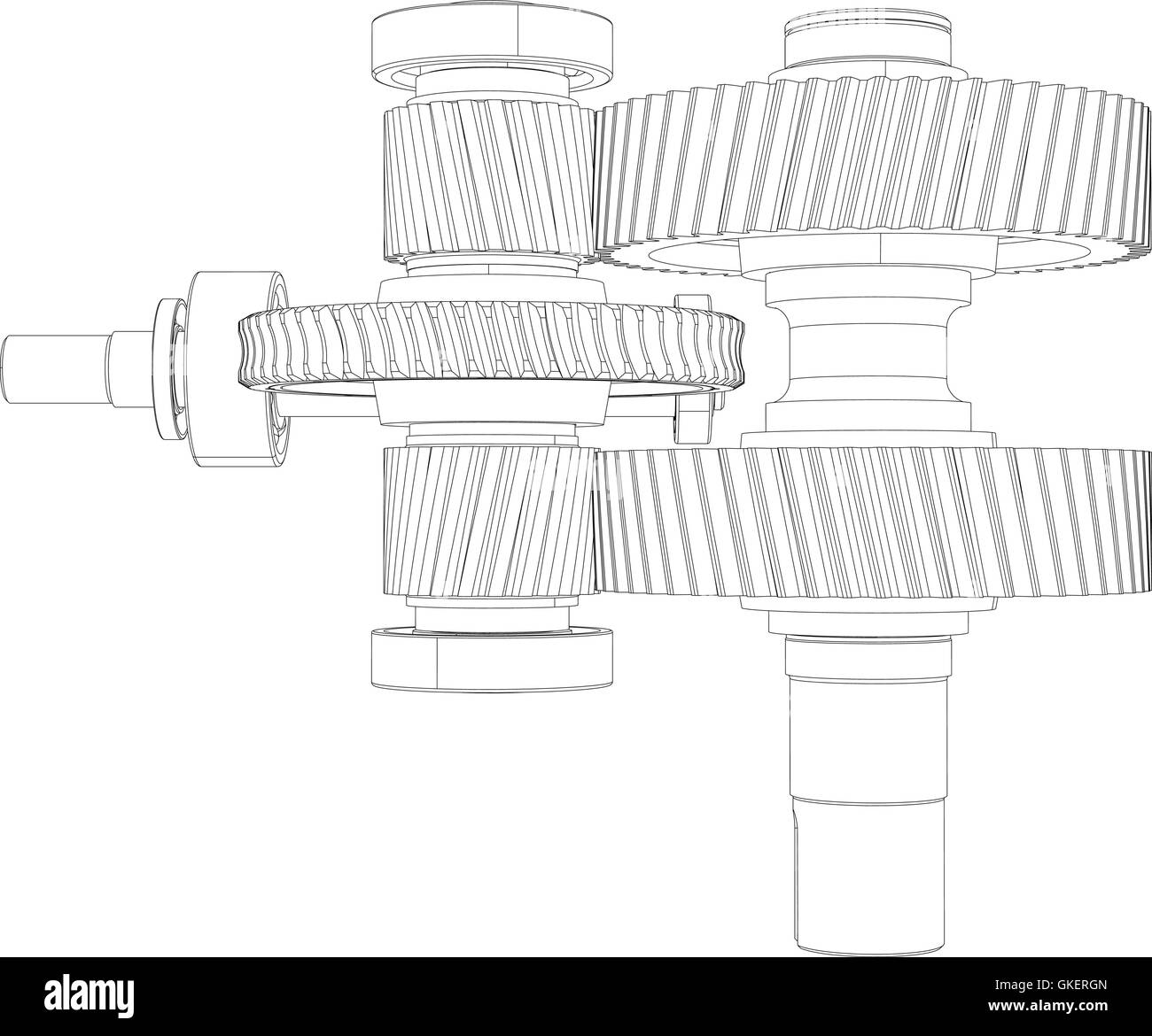 Wire-frame gears with shafts. Close-up. Vector Stock Vector Image & Art ...