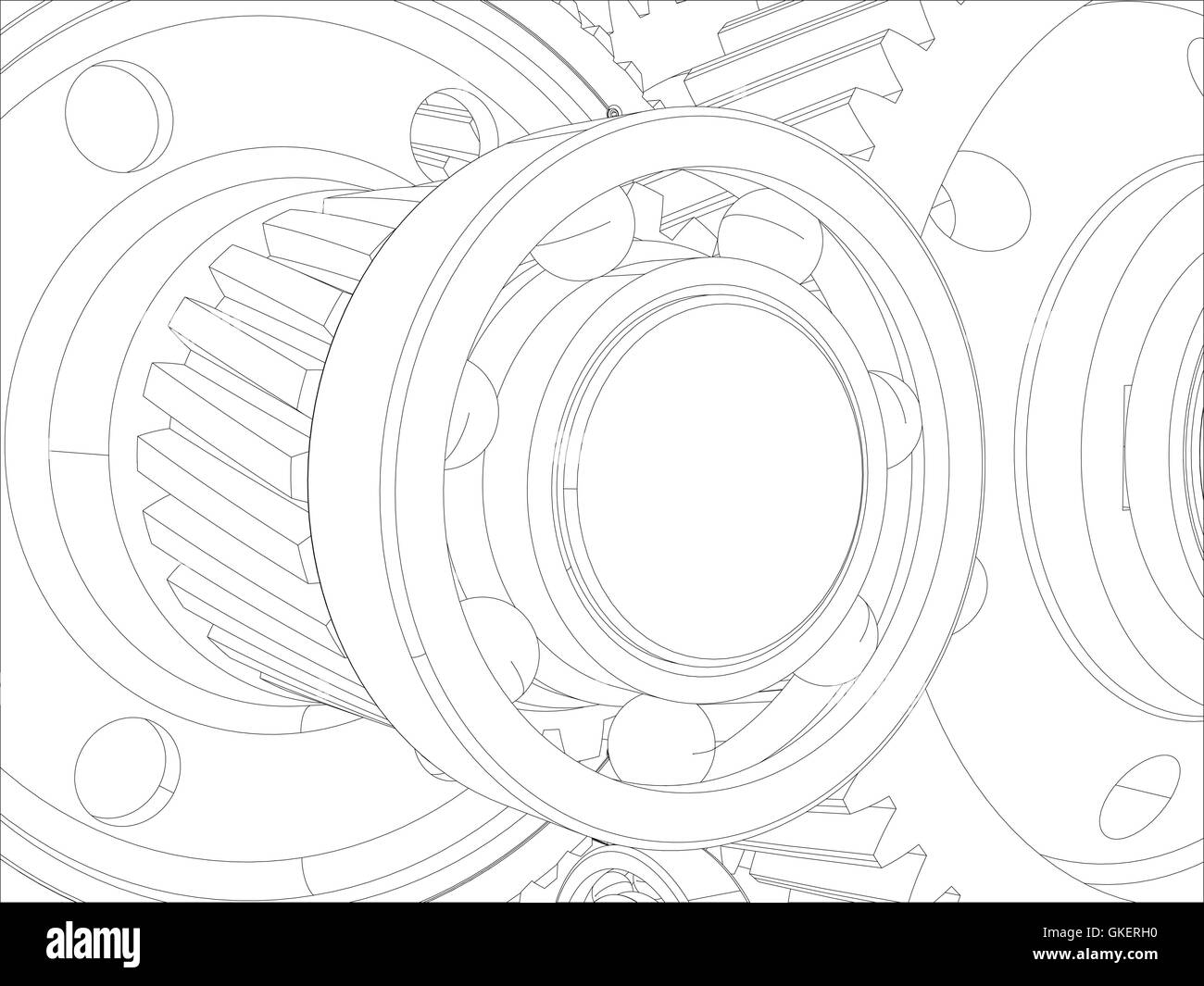 Wire-frame gears with shafts. Close-up. Vector Stock Vector Image & Art ...