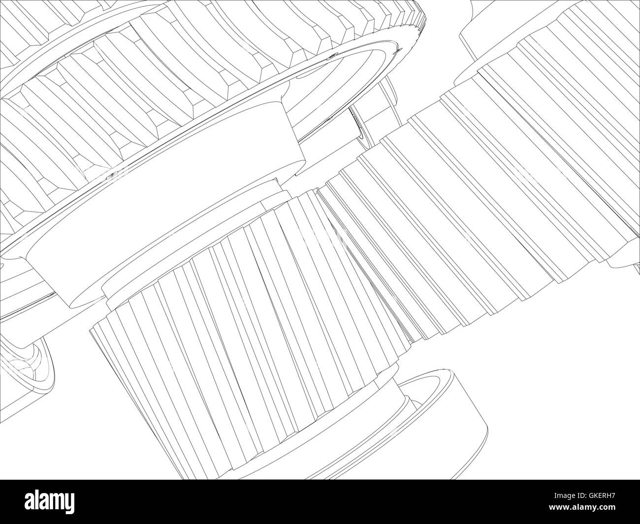 Wire-frame gears with shafts. Close-up. Vector Stock Vector Image & Art ...