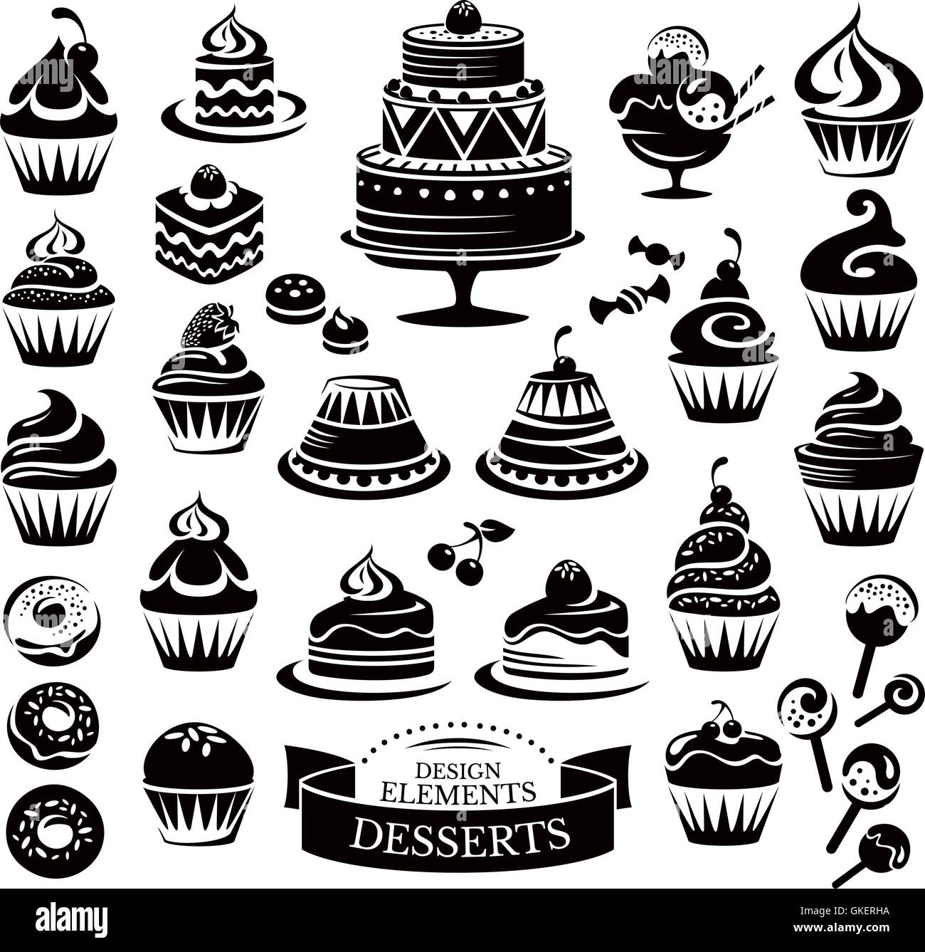 Set of desserts design elements Stock Vector Image & Art - Alamy