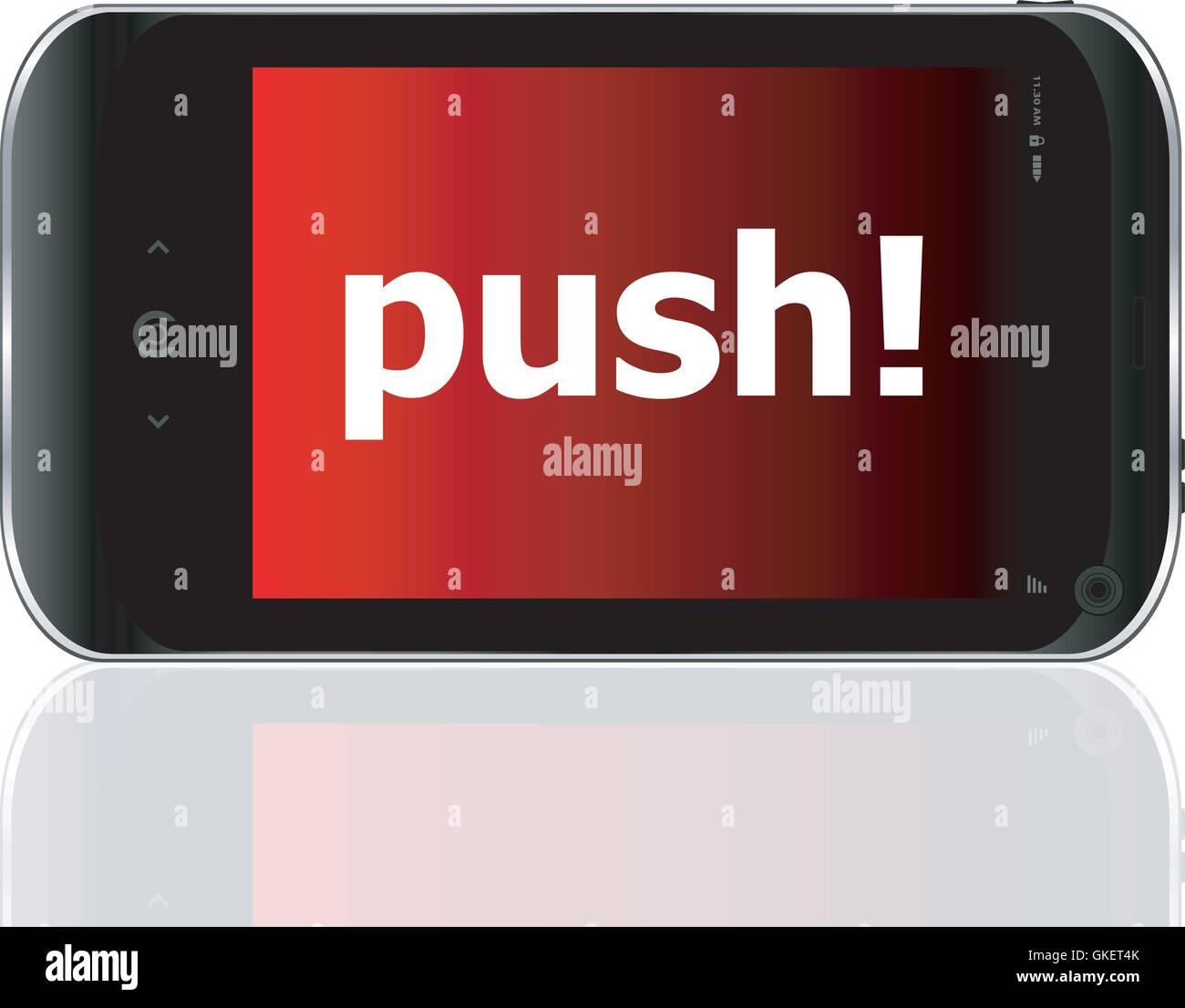 Web development concept: smartphone with word push on display vector ...
