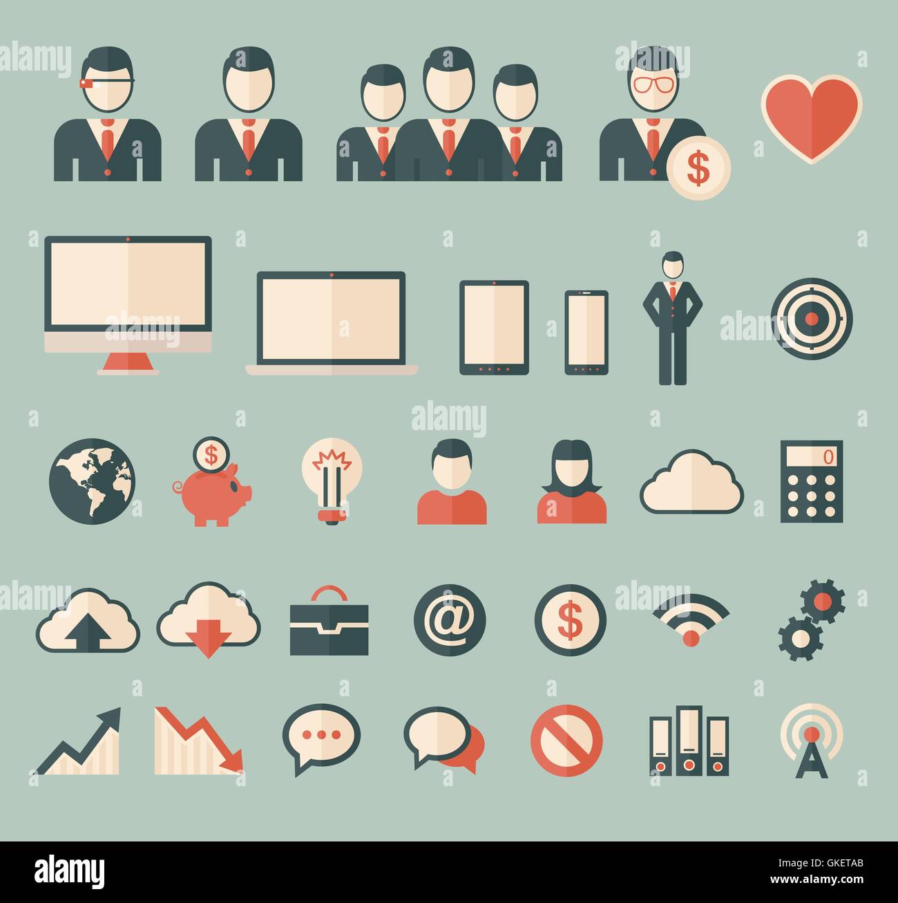 Technology set of flat icons Stock Vector Image & Art - Alamy