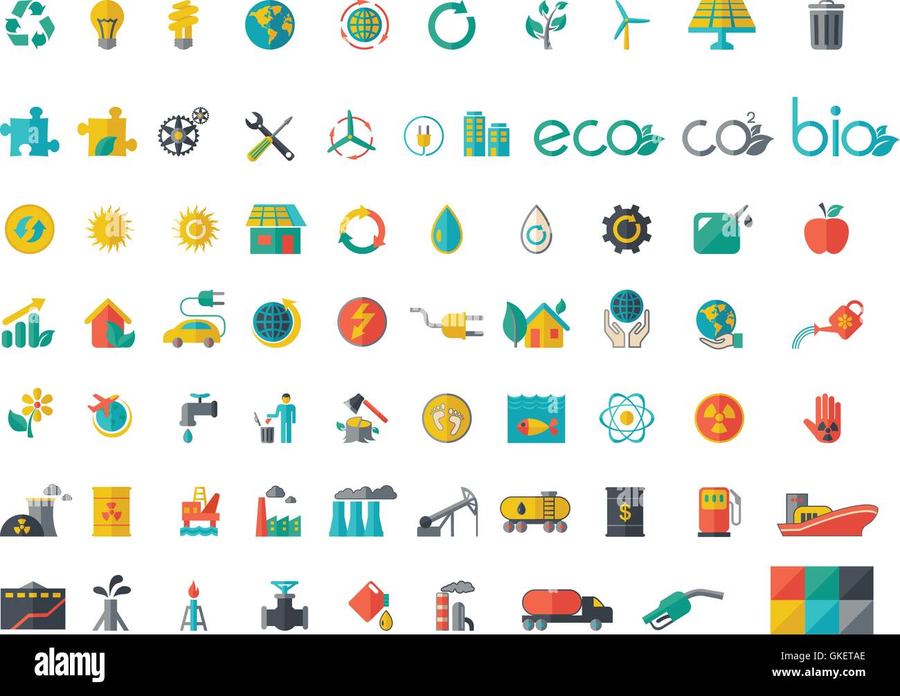 Collection of ecology flat icons Stock Vector Image & Art - Alamy
