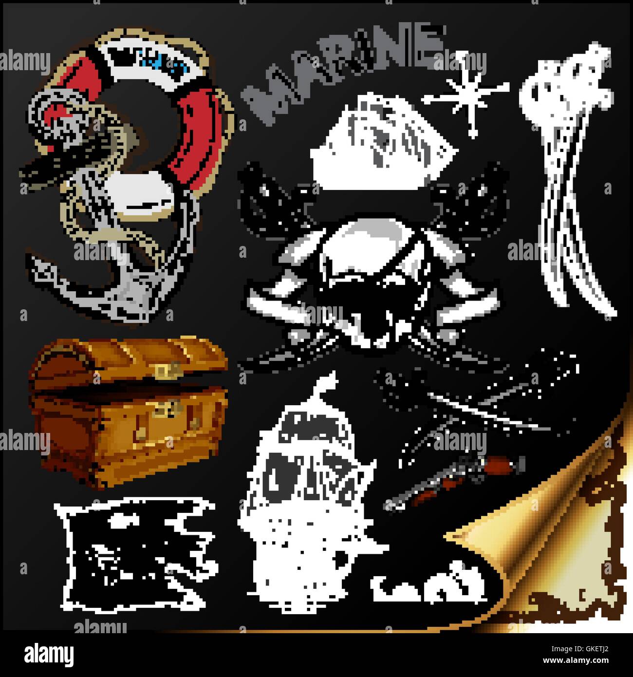 marine theme, icons set Stock Vector Image & Art - Alamy