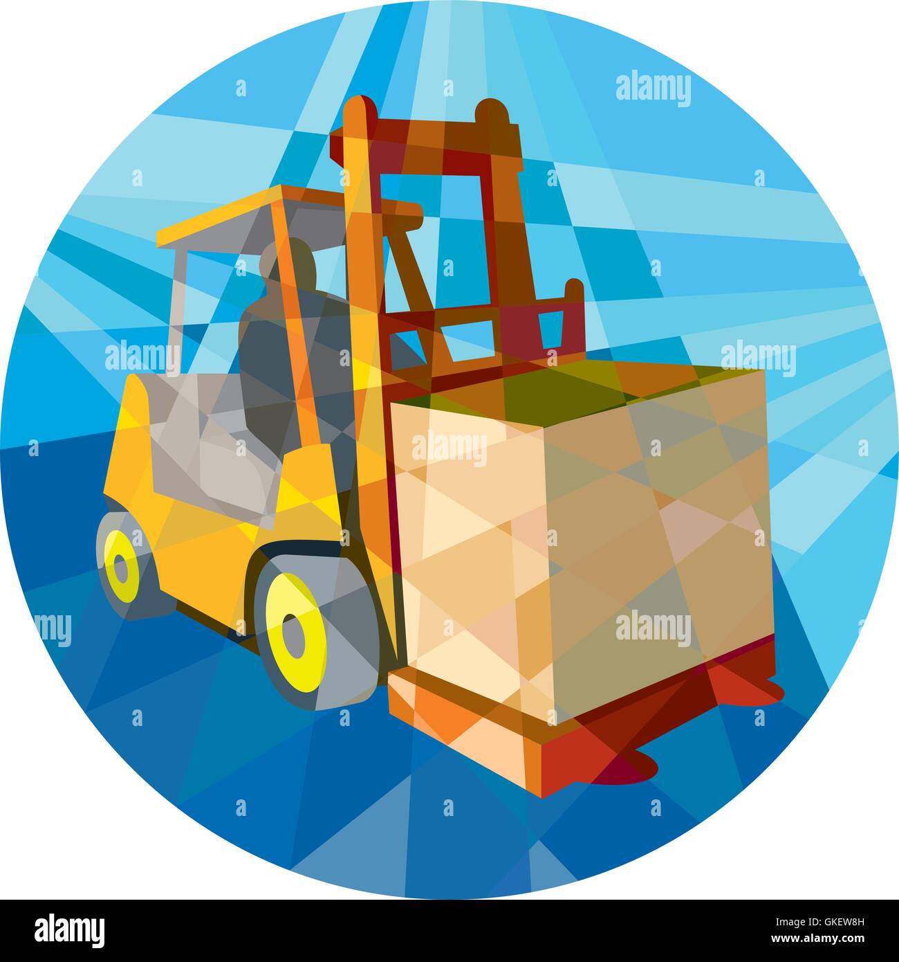Forklift Truck Materials Box Circle Low Polygon Stock Vector Image ...
