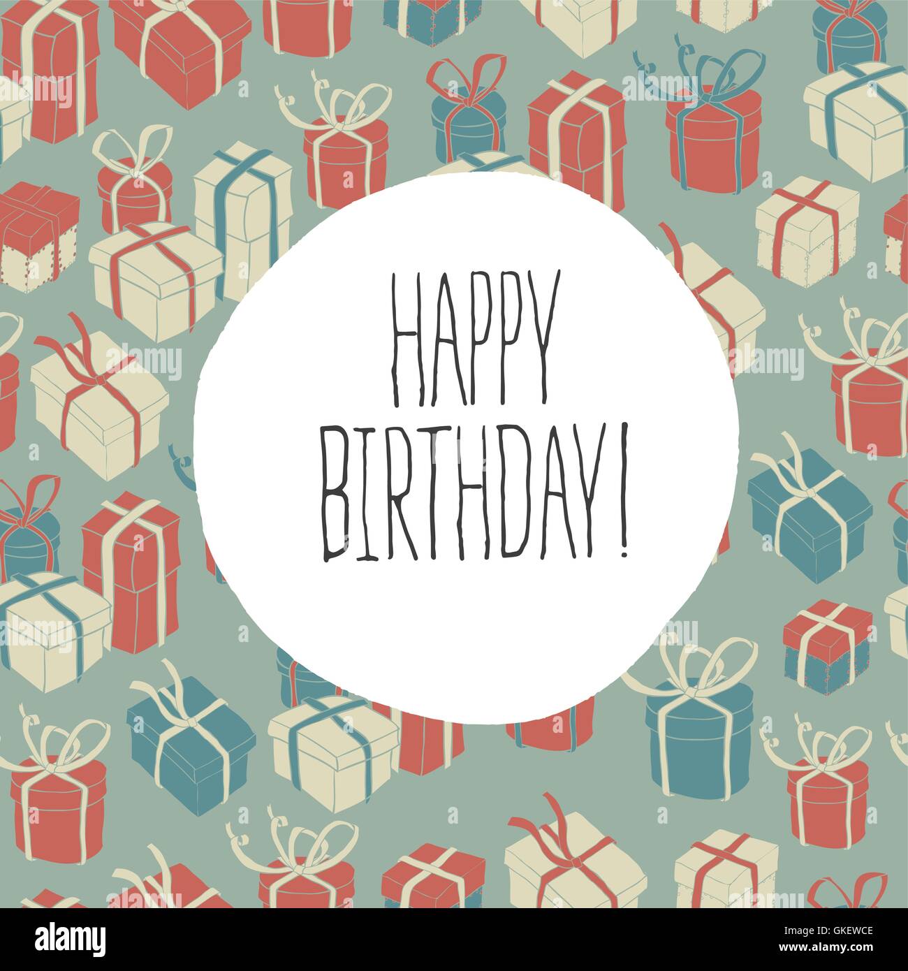 Vintage poster with hand-drawn lettering "Happy Birthday". On di Stock ...